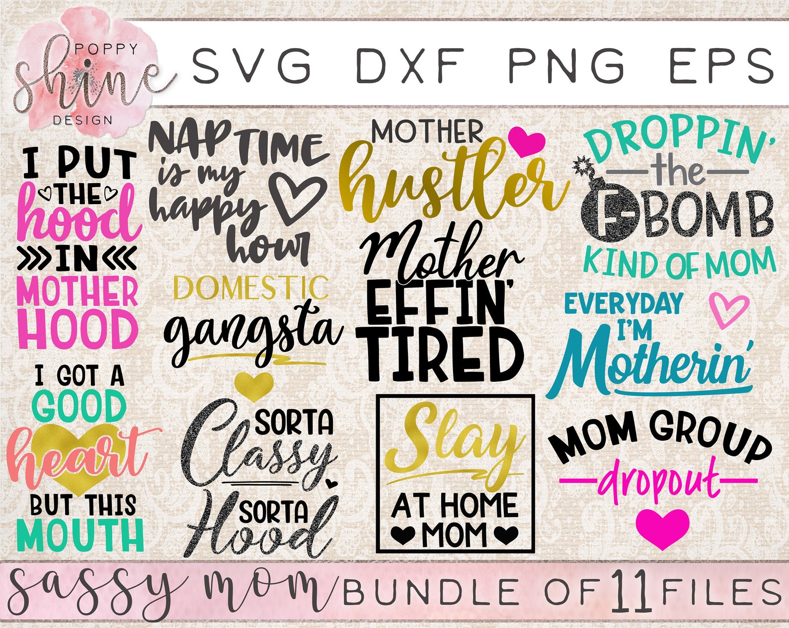 Sassy Mom Bundle of 11 Svg Dxf Png Eps Cutting Files for - Etsy