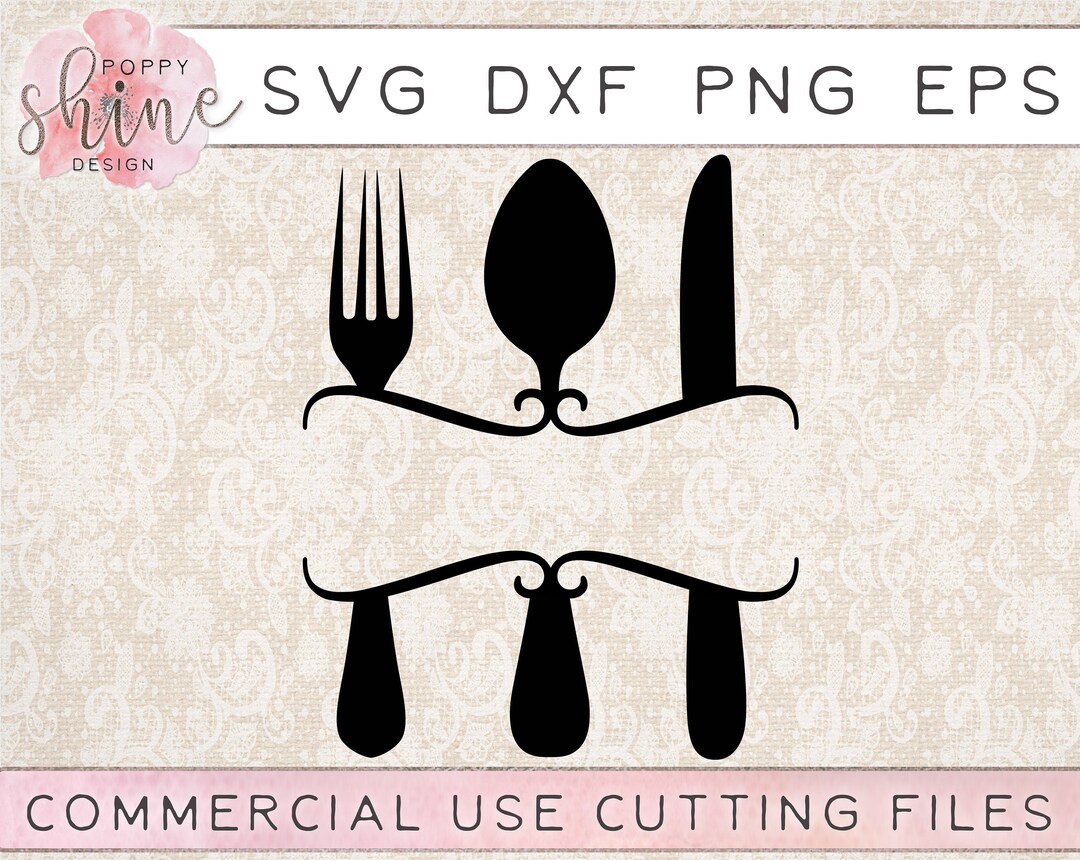 Utensil Monogram Frame Svg Dxf Png Eps Cutting File for Cricut ...