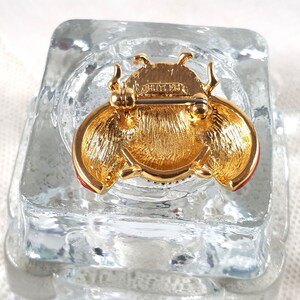 Signed Butler Ladybug Pin, Red Enamel, Clear Crystals, Gold Plated ...