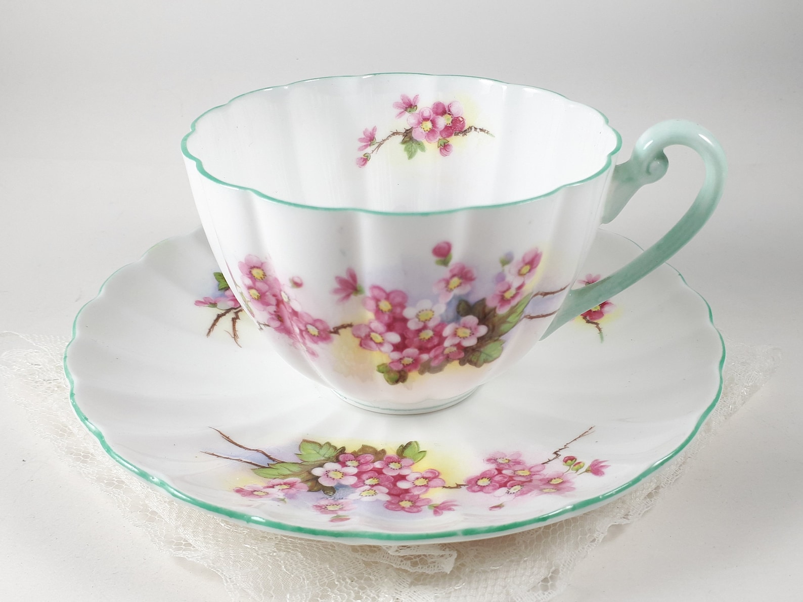Vintage Shelley Pink Apple Blossom Teacup & Saucer, New Apartment Gift ...
