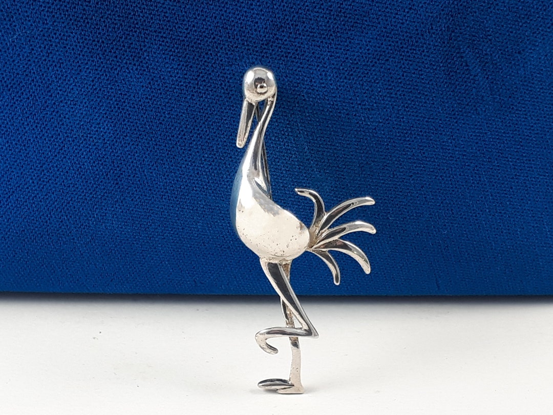Vintage Sterling Silver Shore Bird Pin, Heron Crane, Bird Brooch, Lapel ...