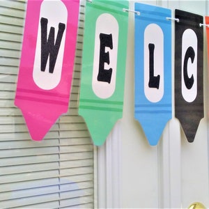 Welcome Crayon Sign, Crayon Banner, Crayon Colors Banner, Teacher ...