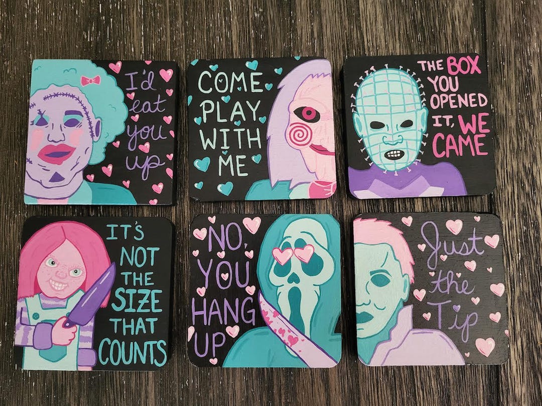 Hand-painted Horror Coaster Set - Etsy