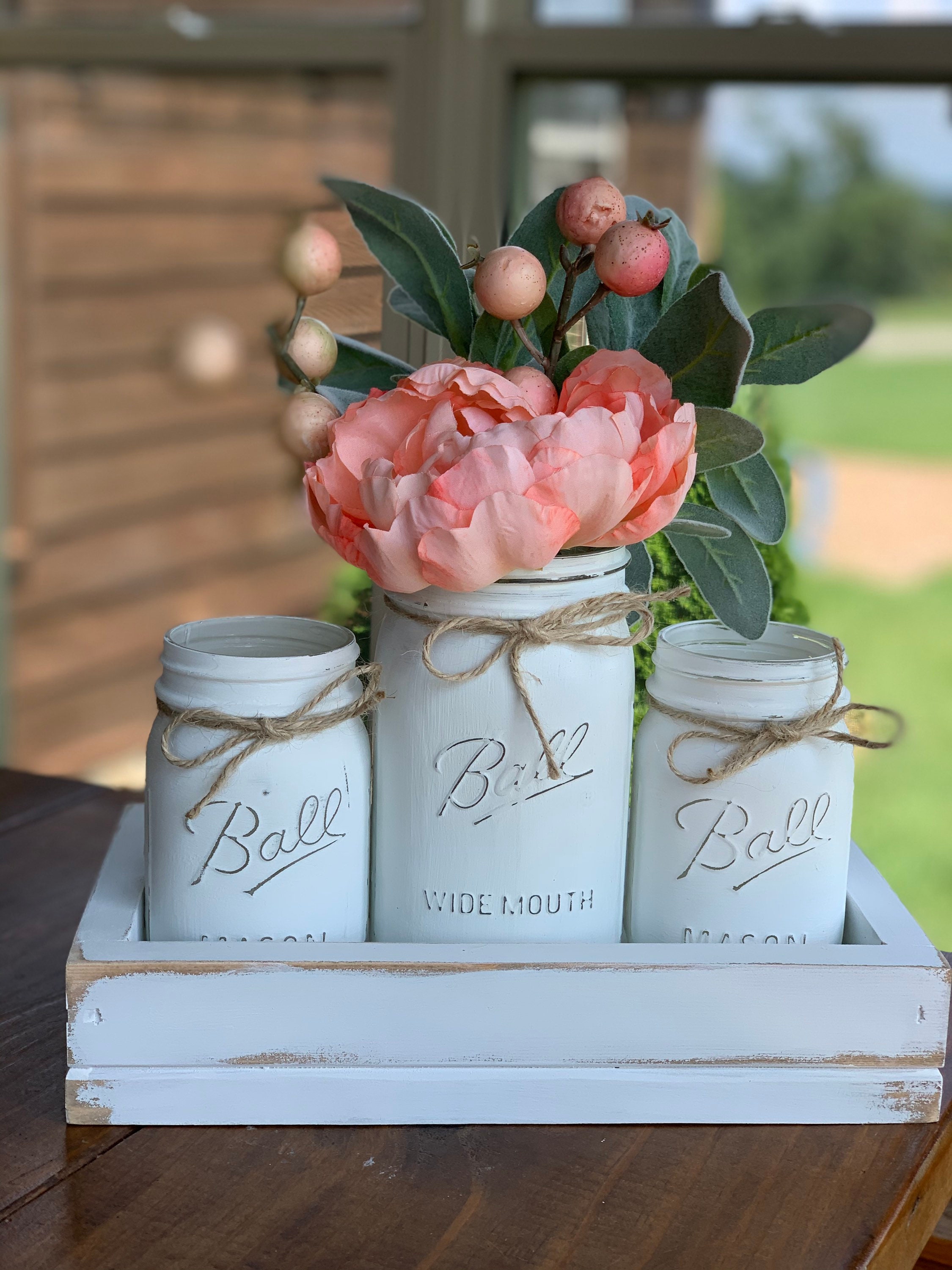 Farmhouse Desk Set Farmhouse Mason Set Farmhouse Caddy With | Etsy