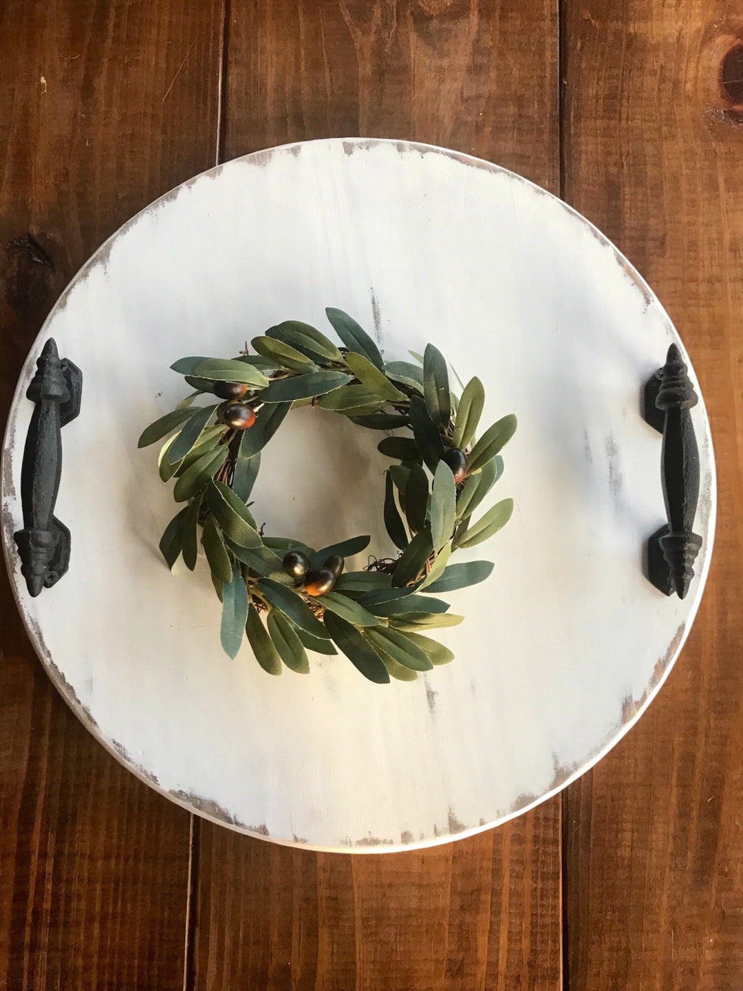 Farmhouse Round Tray and Lazy Susan. Kitchen Tray. Farmhouse, Vintage ...
