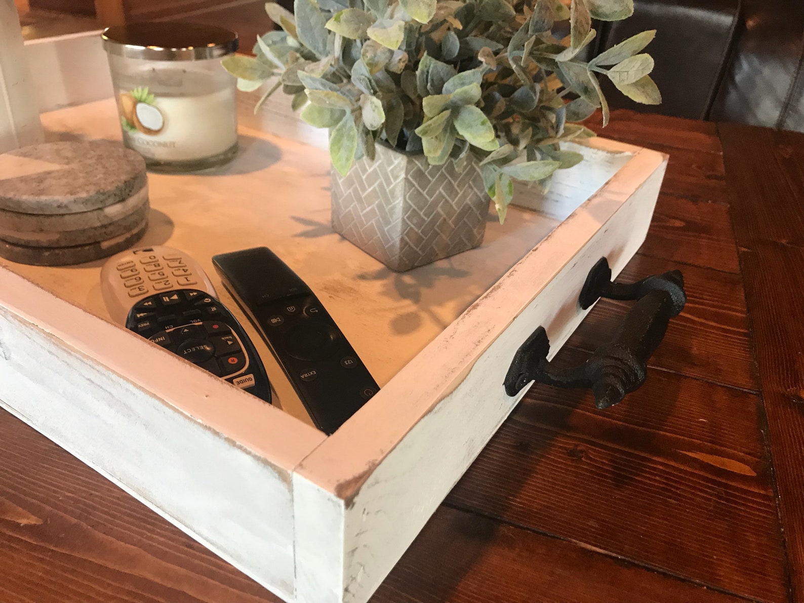 White Distressed Tray. Livingroom Tray. Distressed Tray. White | Etsy
