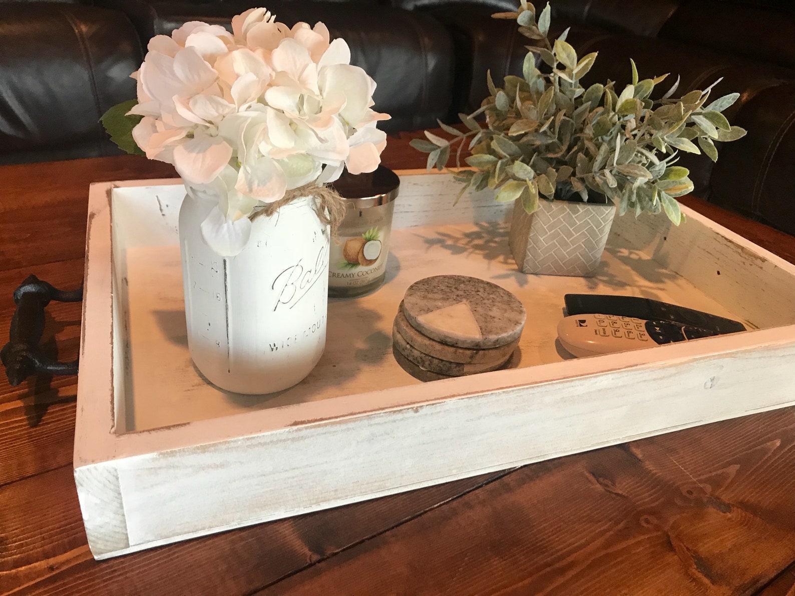 White Distressed Tray. Livingroom Tray. Distressed Tray. White | Etsy