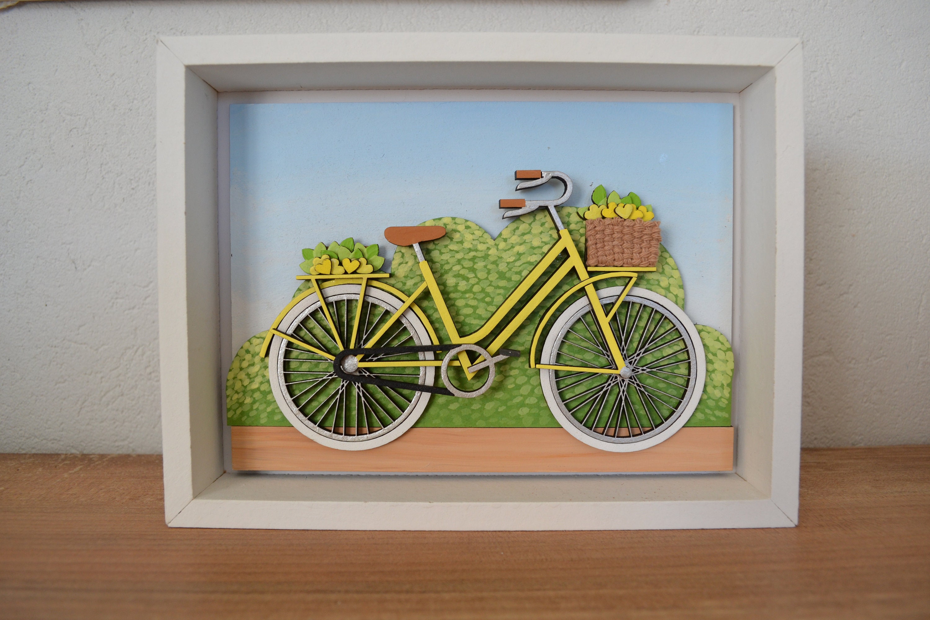Laser Cut Yellow Bike SVG PDF File Instant Download Fun Framed Bicicle DIY Laser Cut File Make ...