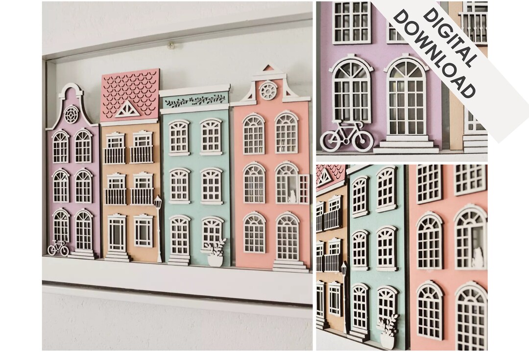 Decorative Houses Frame - SVG - PDF Digital File - Home Decor - Cute ...