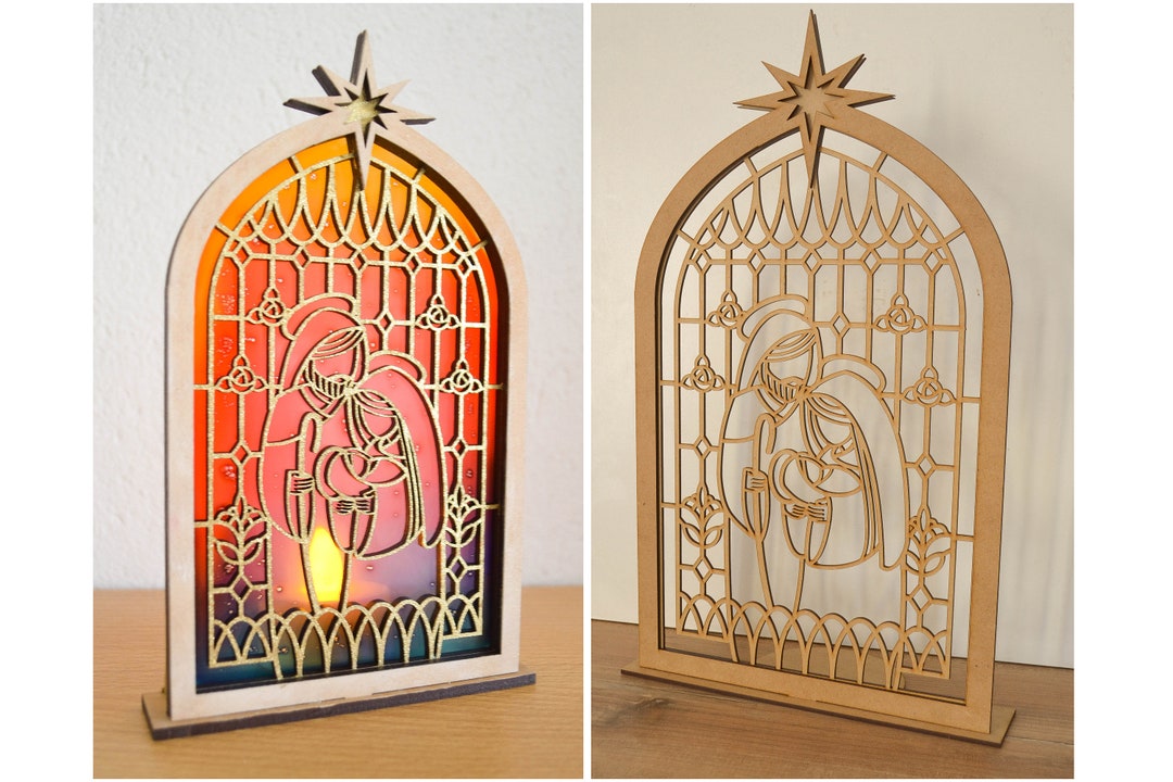 Nativity Scene With Stand Faux Vitraux Simil Stained Glass - Etsy