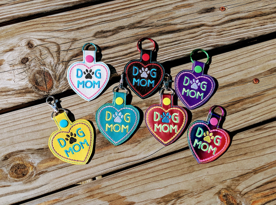 Dog Mom Keychain, Dog Lover Gift, Dog Keychain, Dog Snaptab, I Love ...
