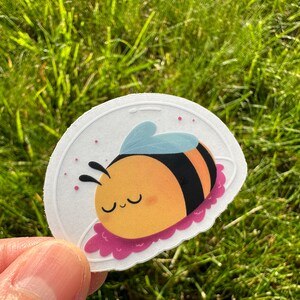 Sleepy Bee Clear Sticker, Kawaii Sticker, Cute Bee Sticker, Waterproof ...