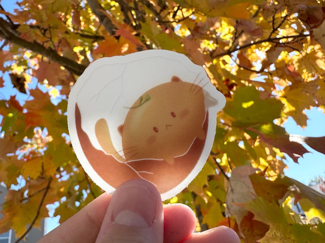 Cat Egg-yolk Clear Sticker, Cute Cat Sticker, Kawaii Sticker, Cute ...