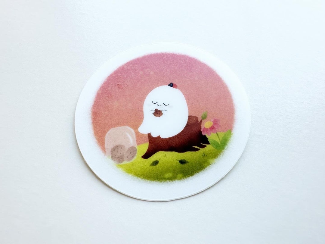 Happy Ghost Sticker, Ghost and Cookie Sticker, Spooky Sticker, Kawaii ...