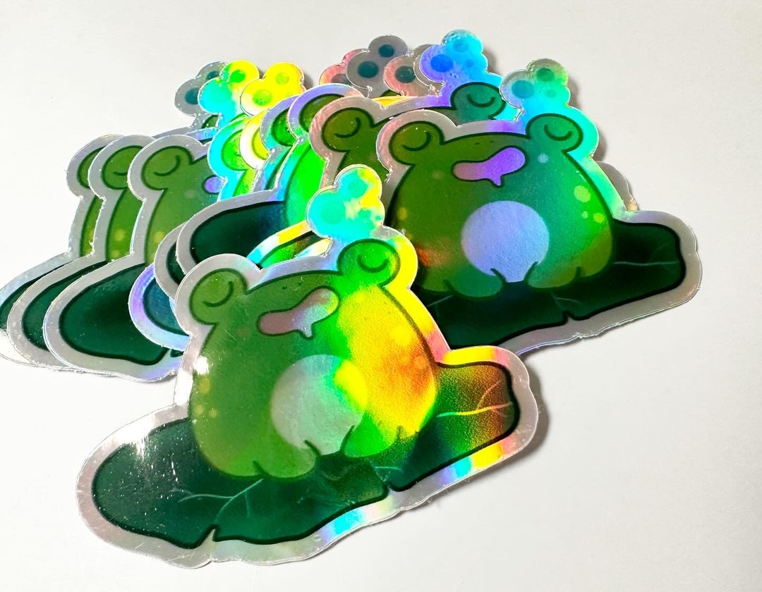 Frog Holographic Sticker, Cute Holographic Sticker, Frog Sticker ...