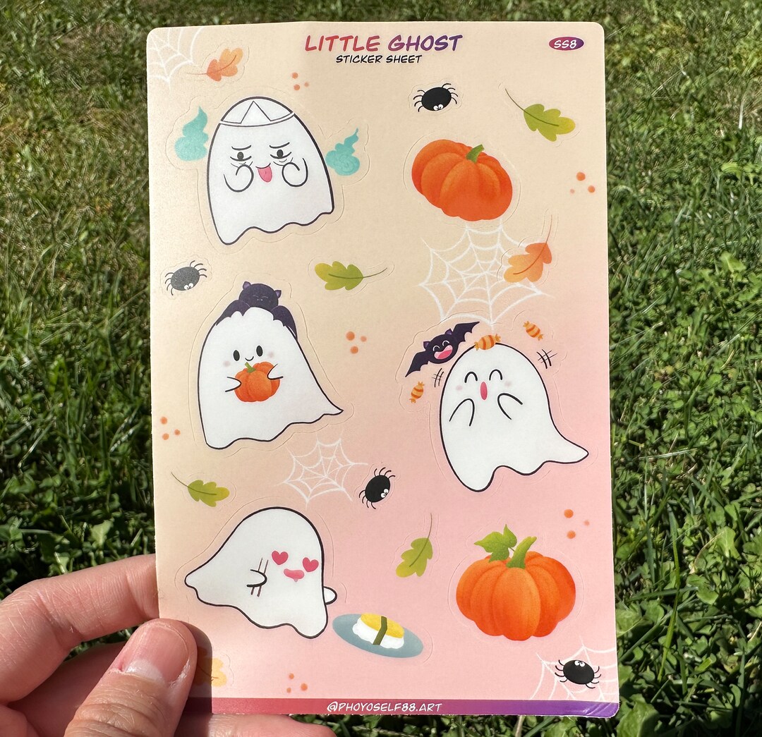Little Ghost Sticker Sheet, Cute Halloween Stickers, Ghost Sticker ...
