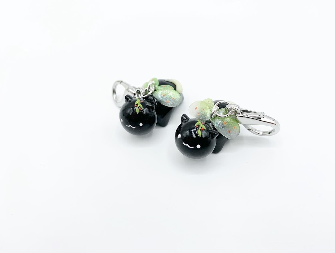 Polymerclay Firefly Kitty, Cat Zipper Charm, Clay Cat Charms, Firefly ...