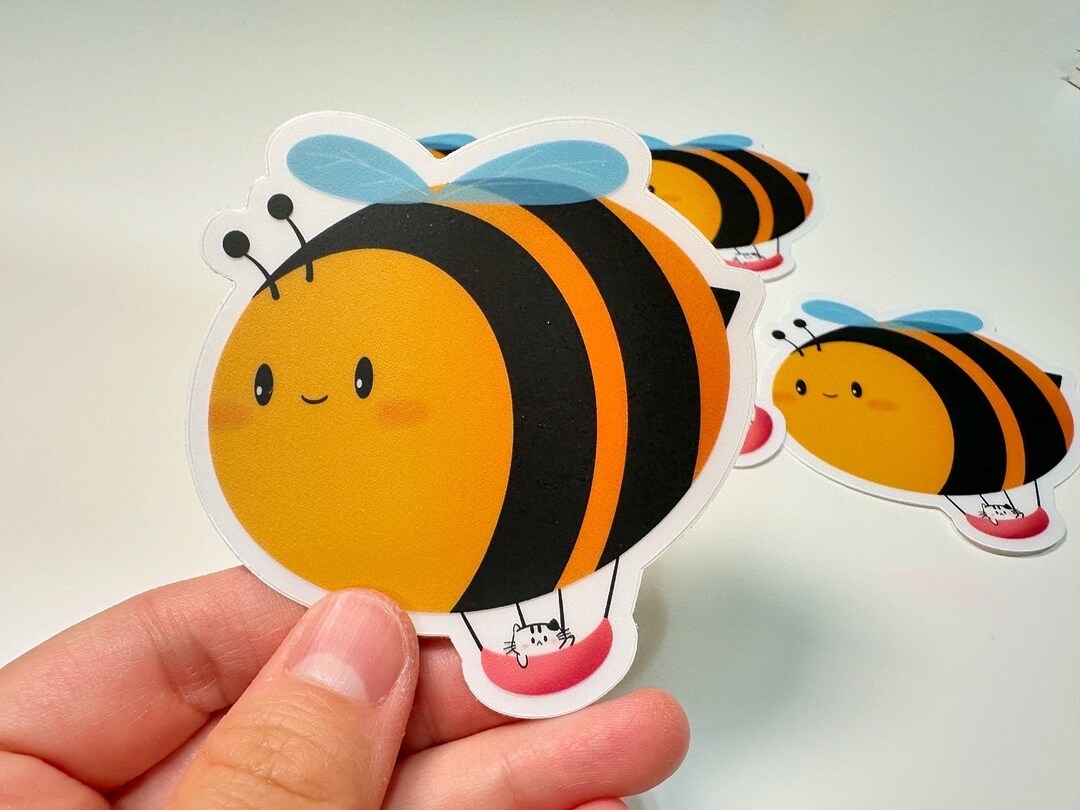 Bee-loon Clear Sticker, Kawaii Bee Sticker, Chubby Bee Sticker, Kawaii ...