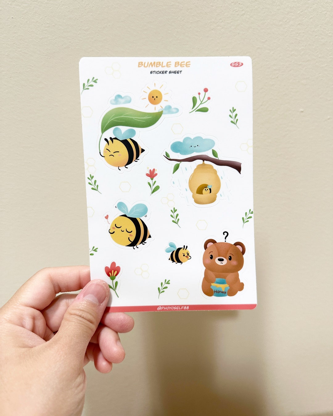 Bumble Bee Sticker Sheets, Bee Stickers, Kawaii Stickers, Cute Planner ...
