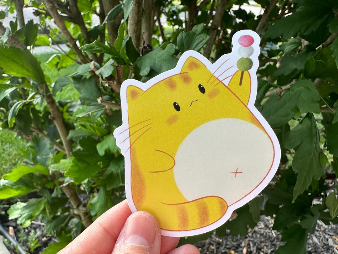 Chubby Cat Sticker, Kawaii Sticker, Cute Yellow Cat Sticker, Waterproof ...