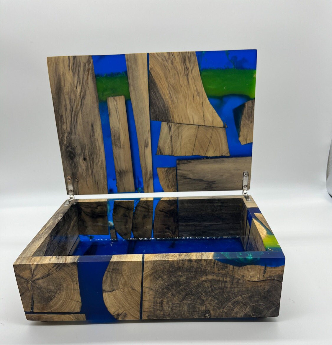 Epoxy Resin and Orange Tree Wood Box With Silver Hinges and Feet. - Etsy