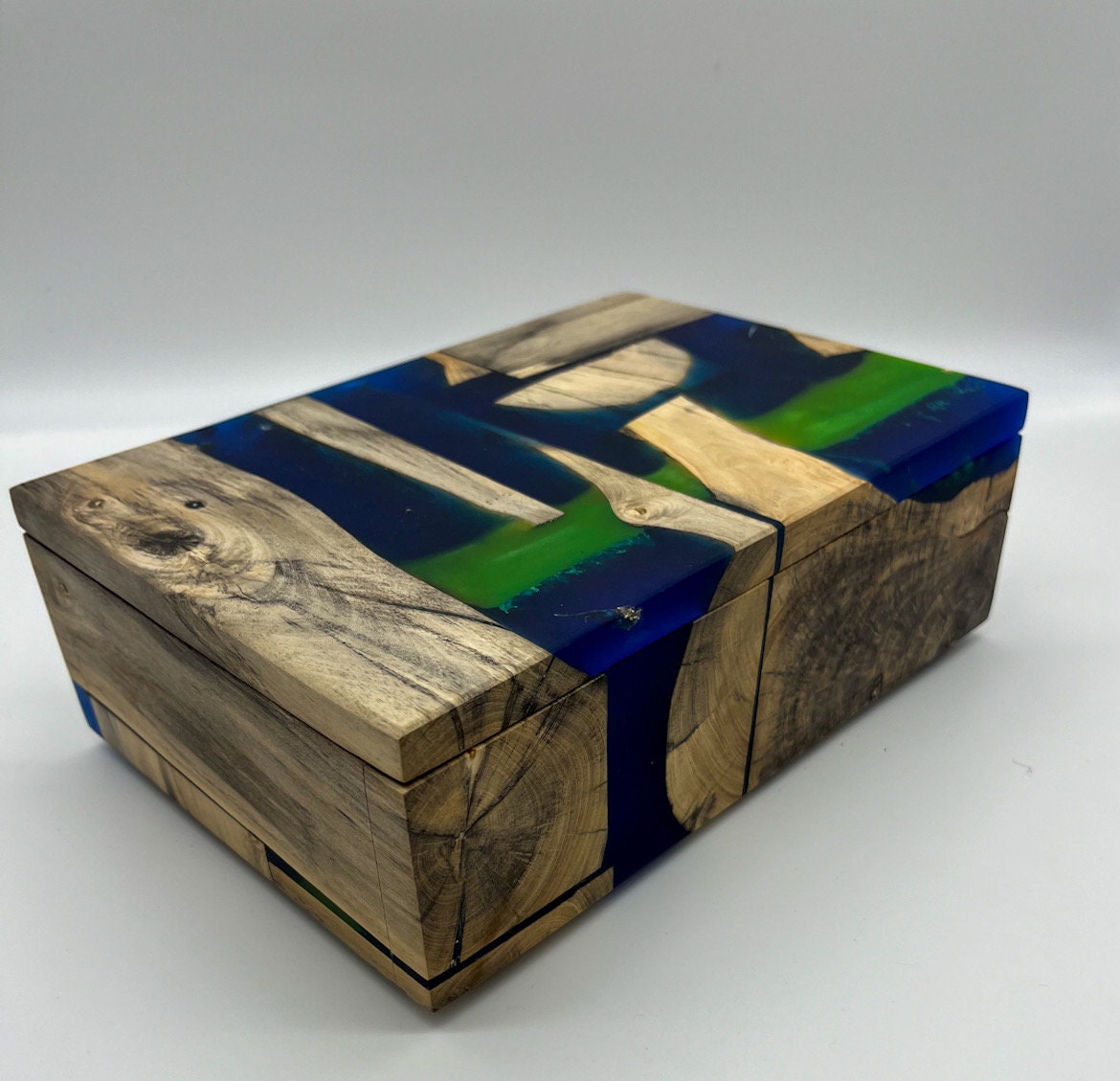 Epoxy Resin and Orange Tree Wood Box With Silver Hinges and Feet. - Etsy