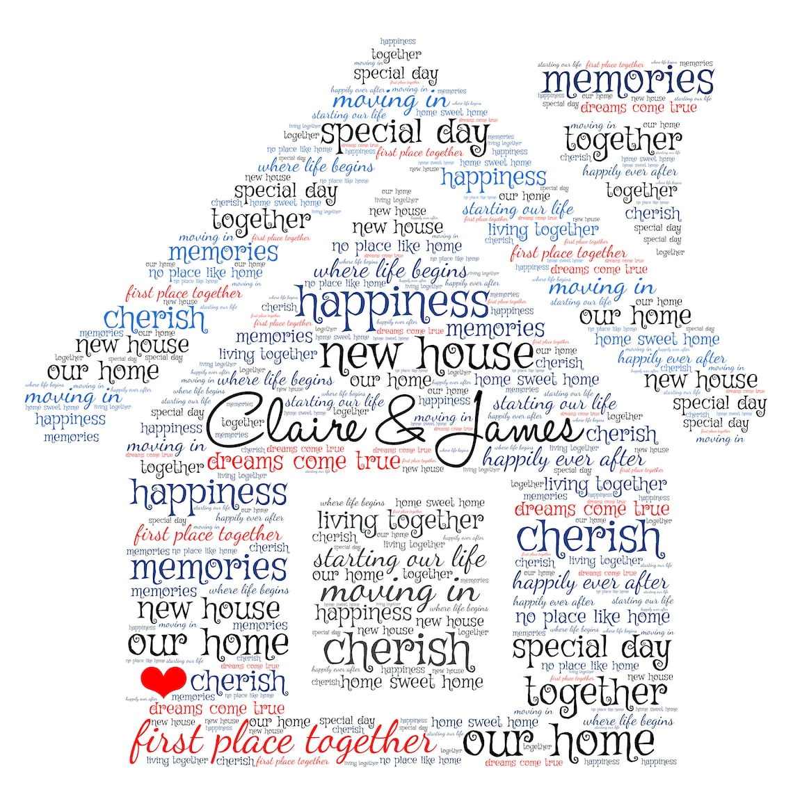 New Home Card, Welcome Card, Word Art, Personalised With All Own Words ...
