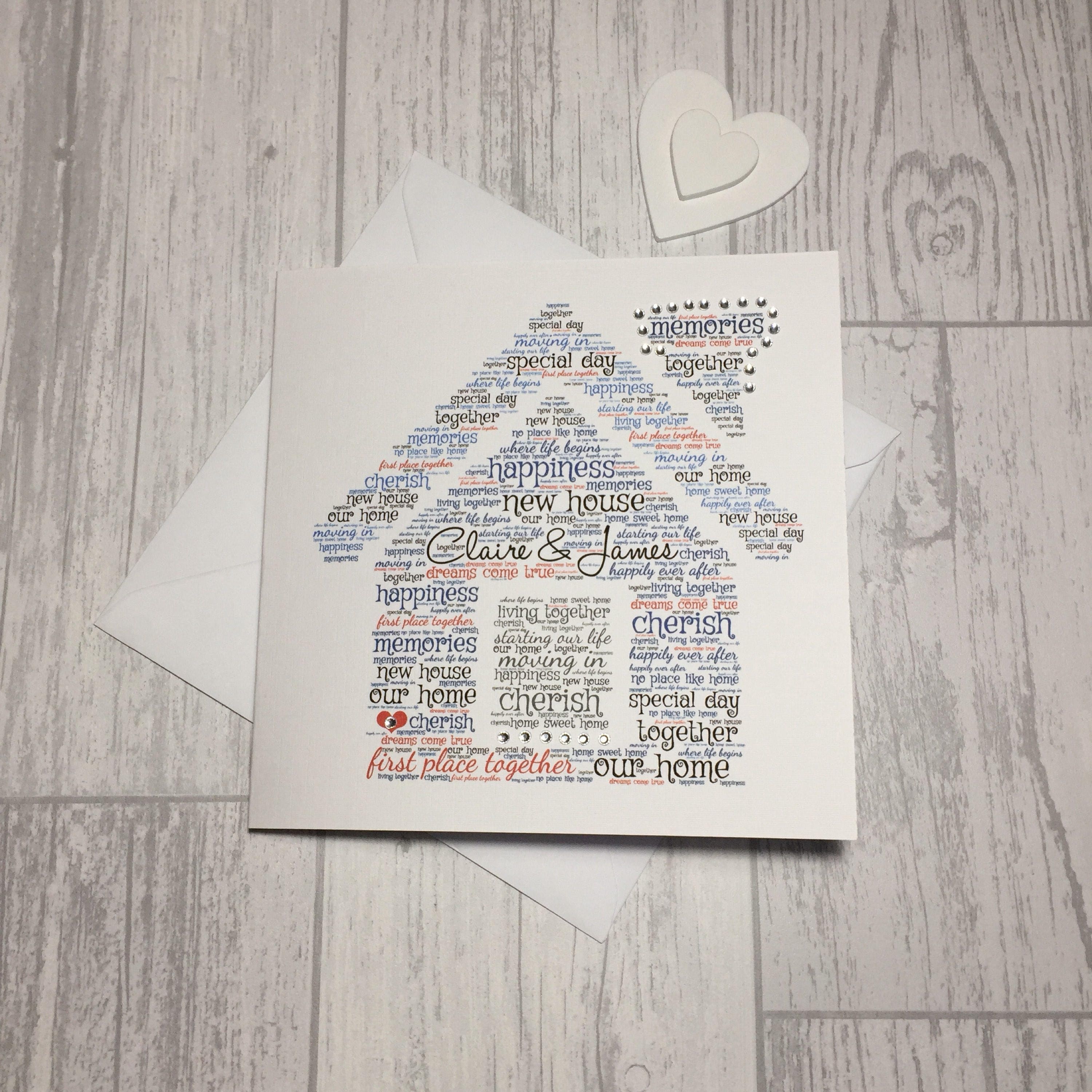 New Home Card Welcome Card Word Art Personalised With All | Etsy