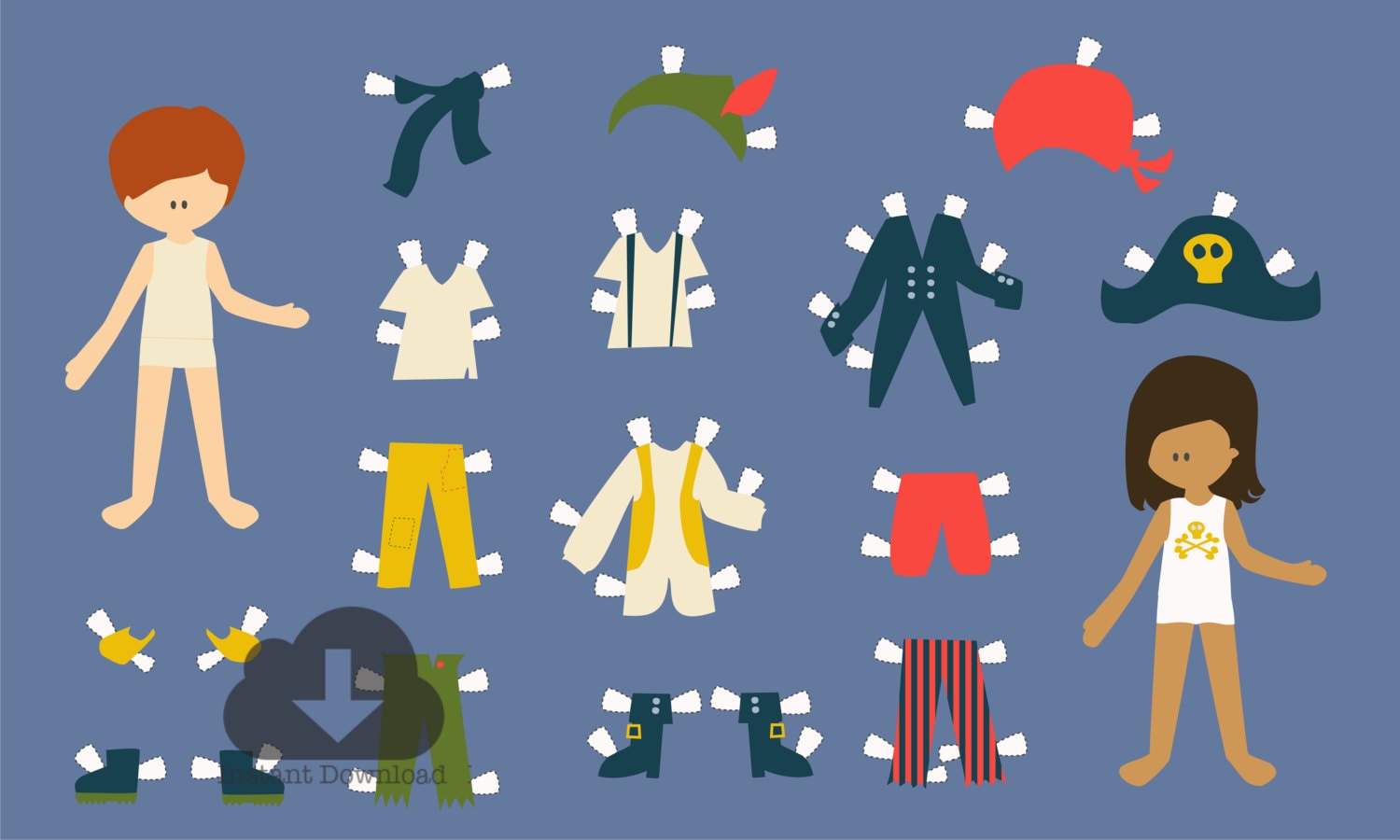 Gender Neutral Peter Pan Pirate Paper Doll Craft. Cut-out Teachers ...