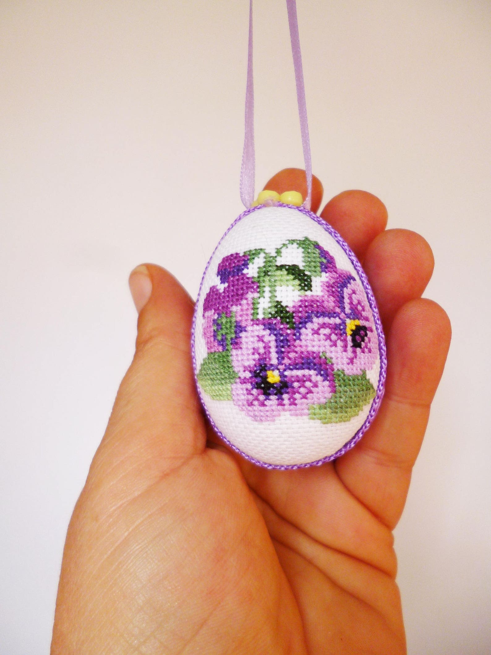 Pansies Easter Egg, Wild Flowers Egg, Spring Floral Ornament, Cross ...