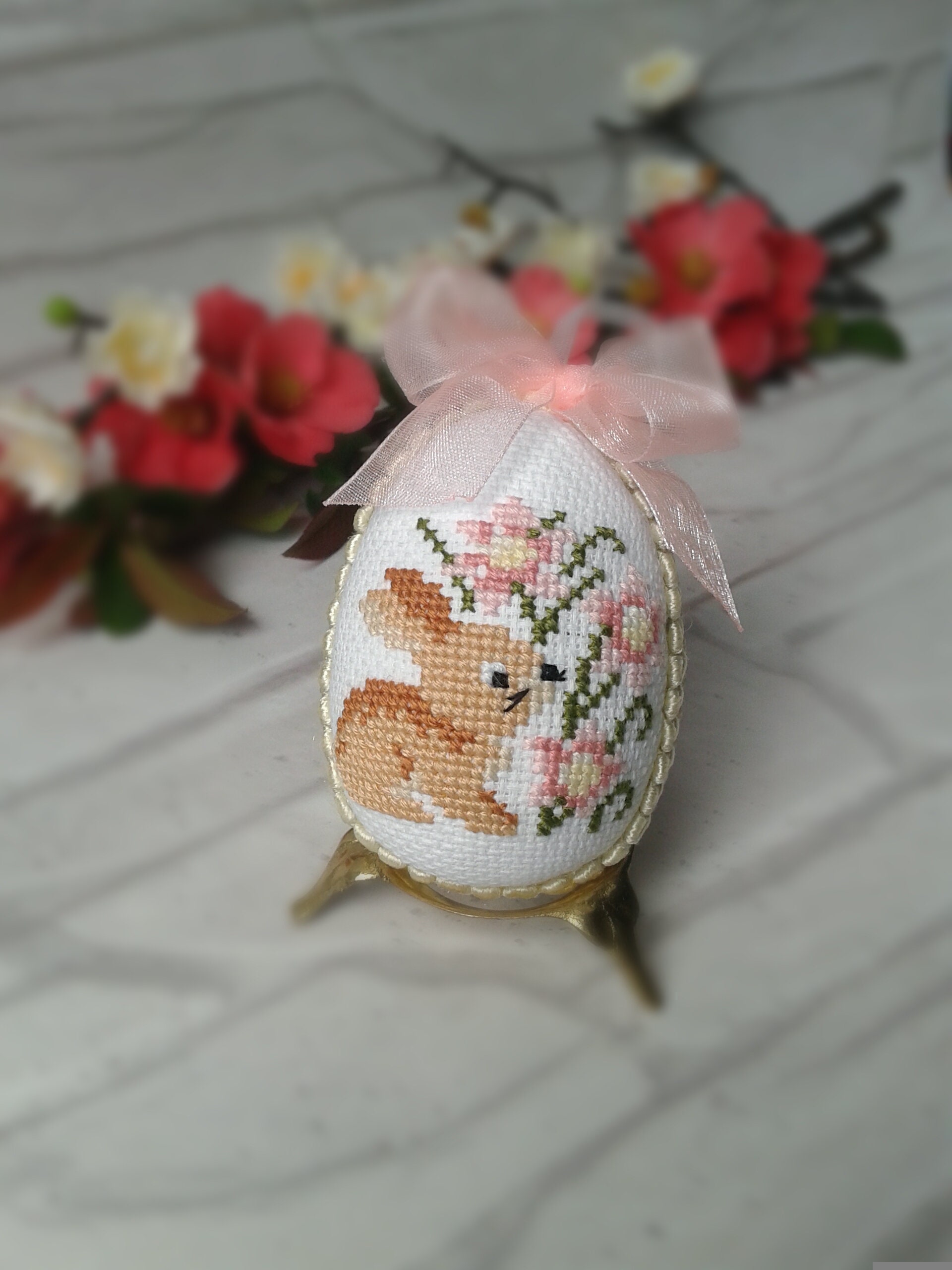 Easter Cross Stitch Egg Finished Cross Stitch Ornament - Etsy