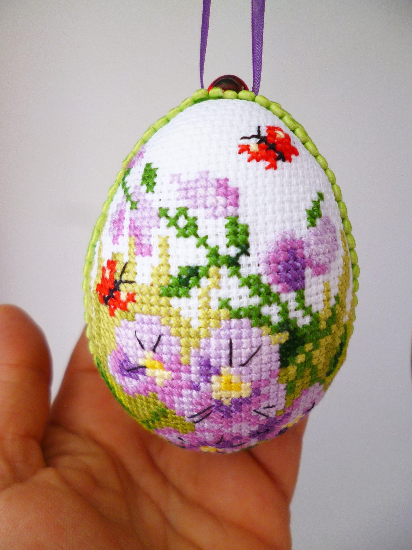 Pansy Easter Decoration, Hanging Easter Eggs, Easter Cross Stitch ...