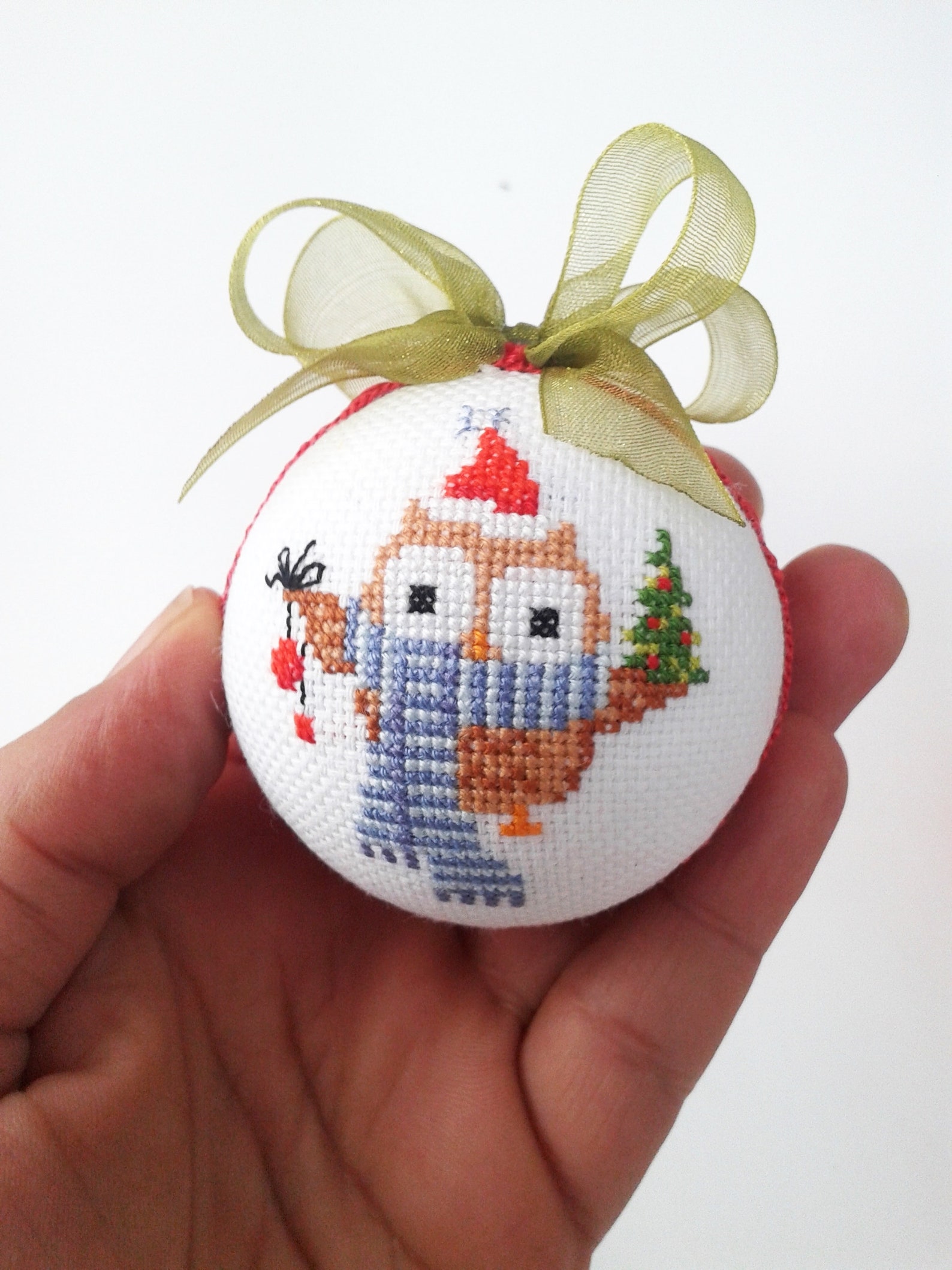 Christmas Owl Cross Stitch Ball Christmas Cross Stitch - Etsy