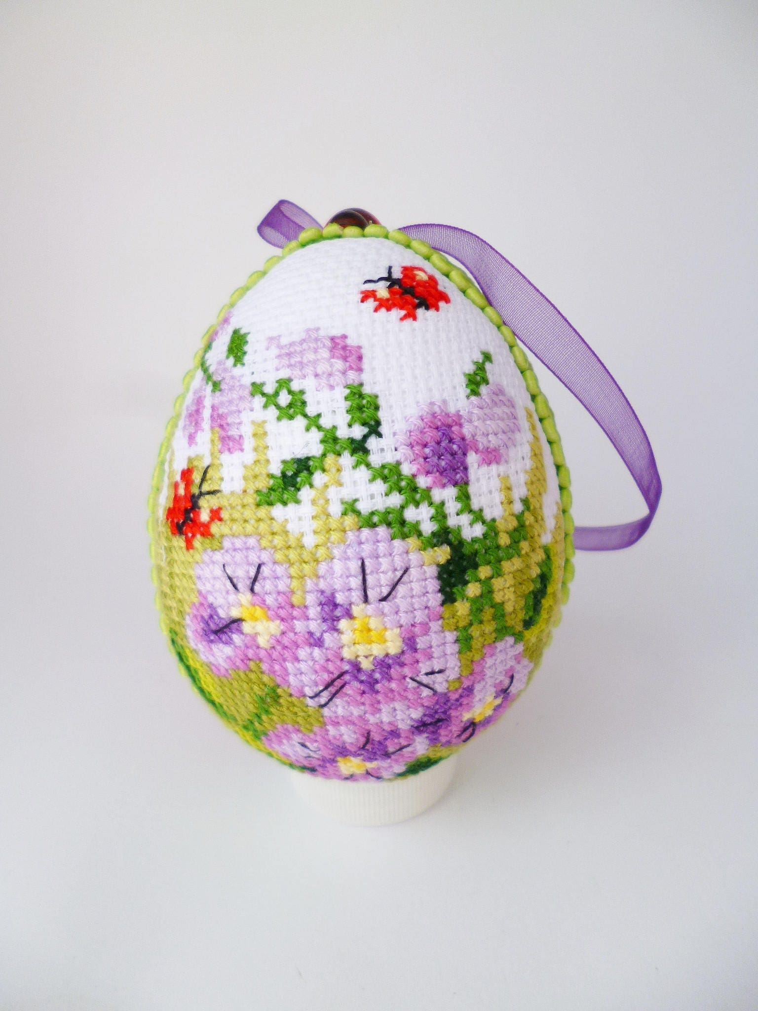 Pansy Easter Decoration, Hanging Easter Eggs, Easter Cross Stitch ...