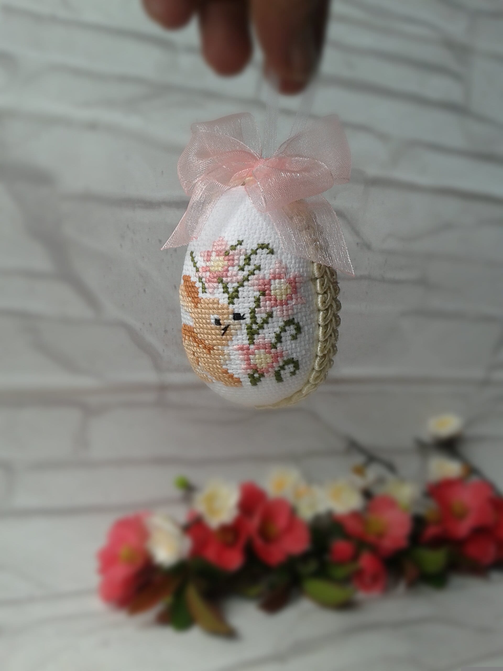 Easter Cross Stitch Egg Finished Cross Stitch Ornament - Etsy