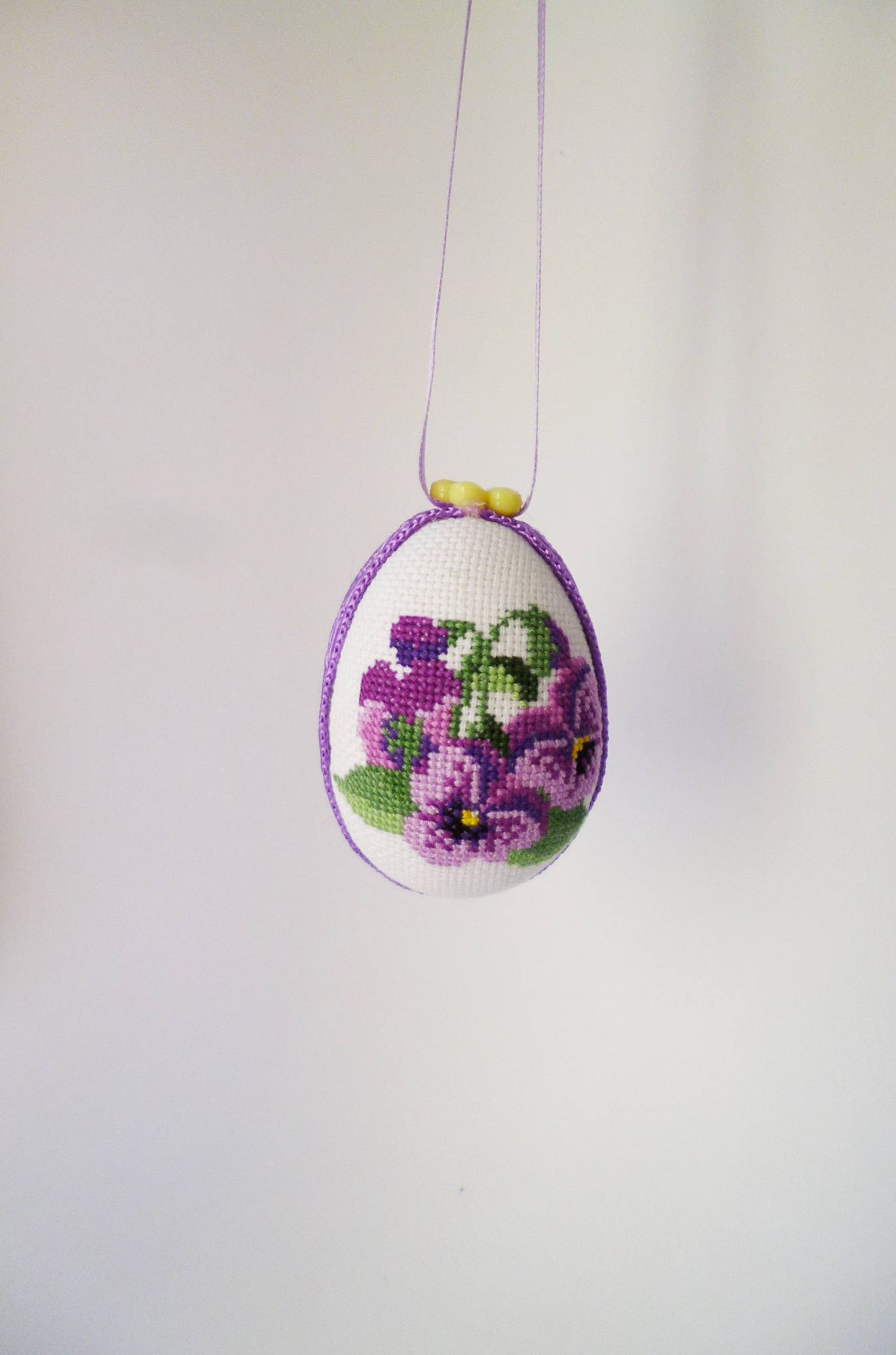 Pansies Easter Egg, Wild Flowers Egg, Spring Floral Ornament, Cross ...