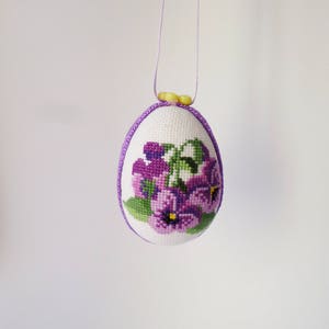 Pansies Easter Egg, Wild Flowers Egg, Spring Floral Ornament, Cross ...