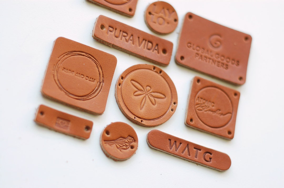 50 Personalized Handmade Veg Tan Cowhide Leather Labels/ Branding Tags ...