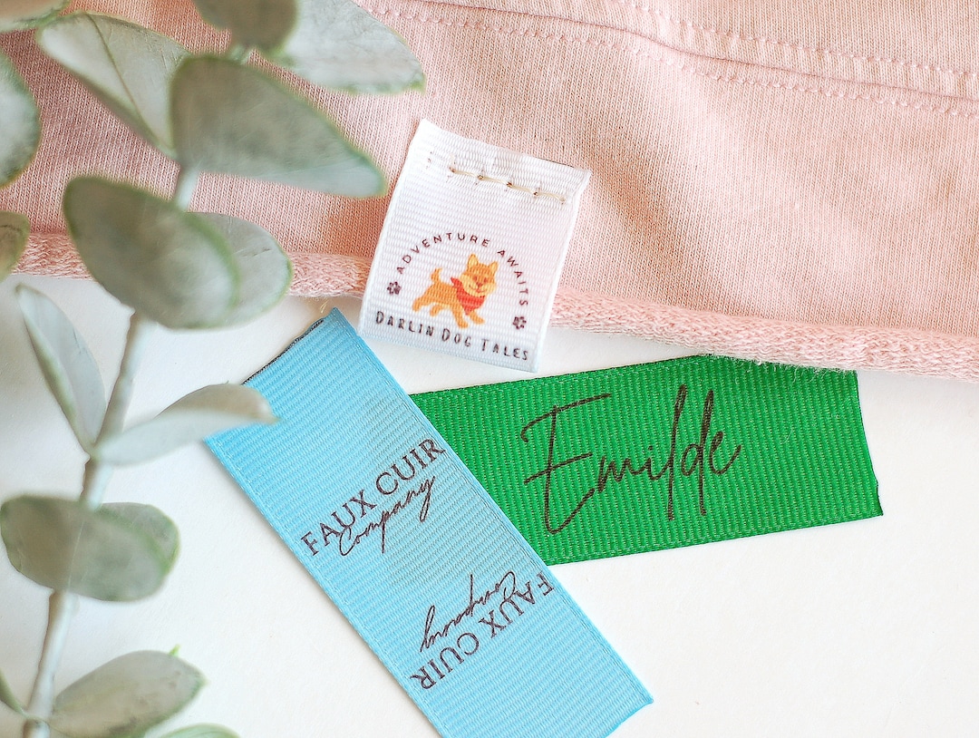 25 Custom Hem Labels Full Color Fold Over / Inseam / Flat Sew on / Side ...