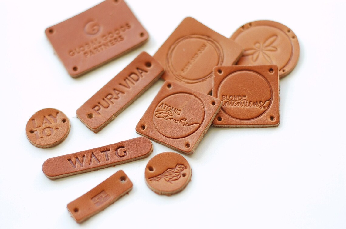 50 Personalized Handmade Veg Tan Cowhide Leather Labels/ - Etsy
