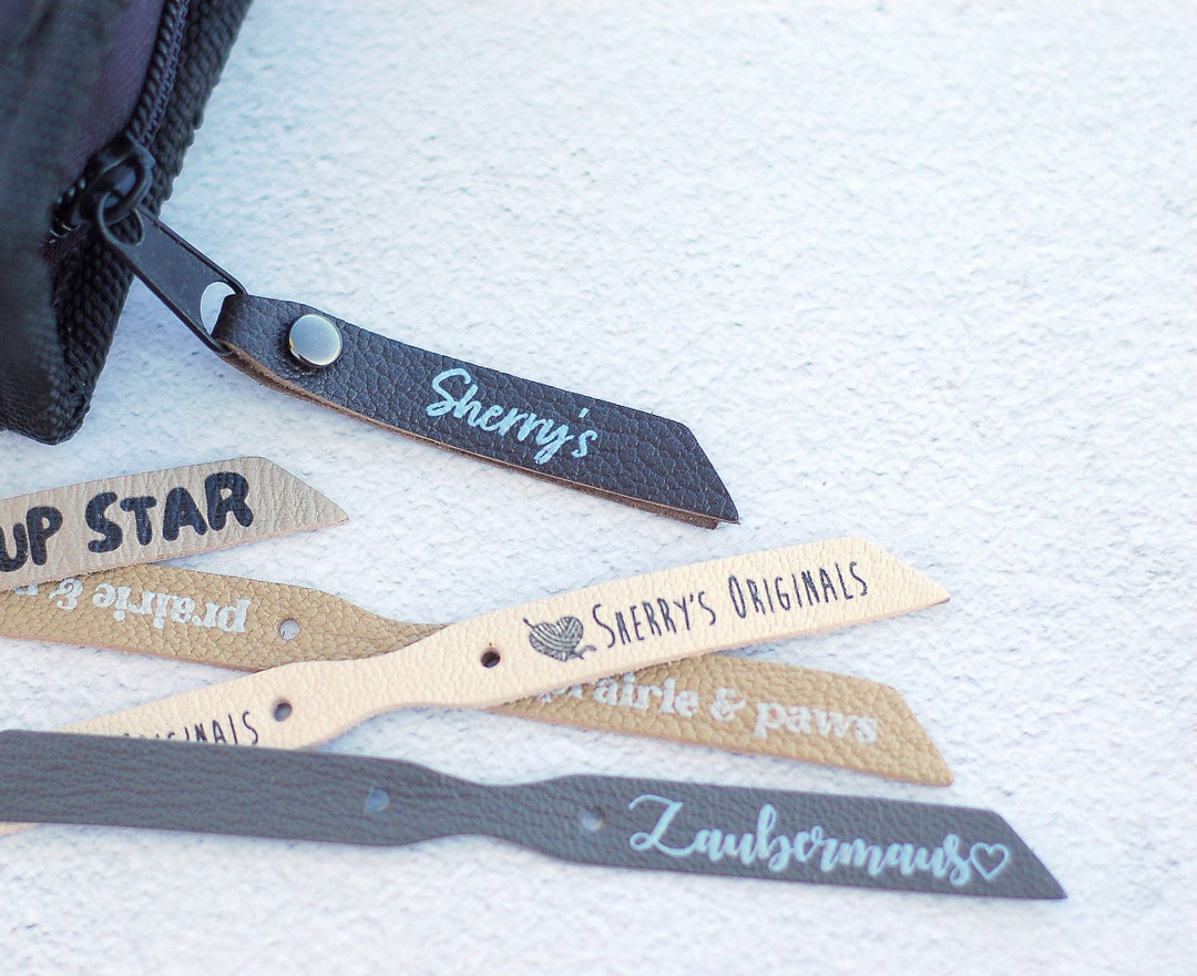 40 Leather Zip Pullers — Personalized Name/logo Pull Tabs for Jackets ...