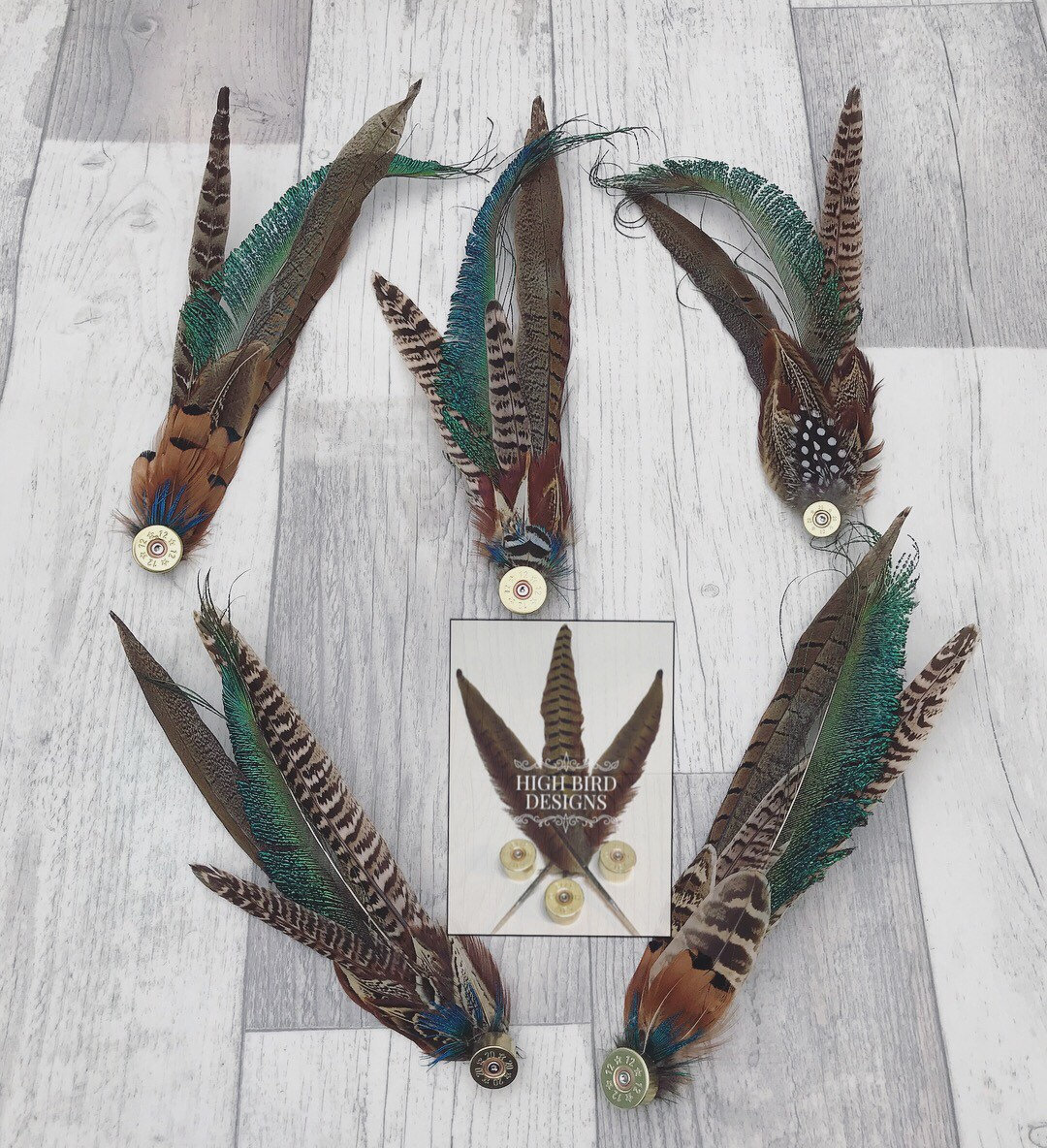 Bespoke Long Size Pheasant Game Feather Brooch Hat Pin With Shotgun ...