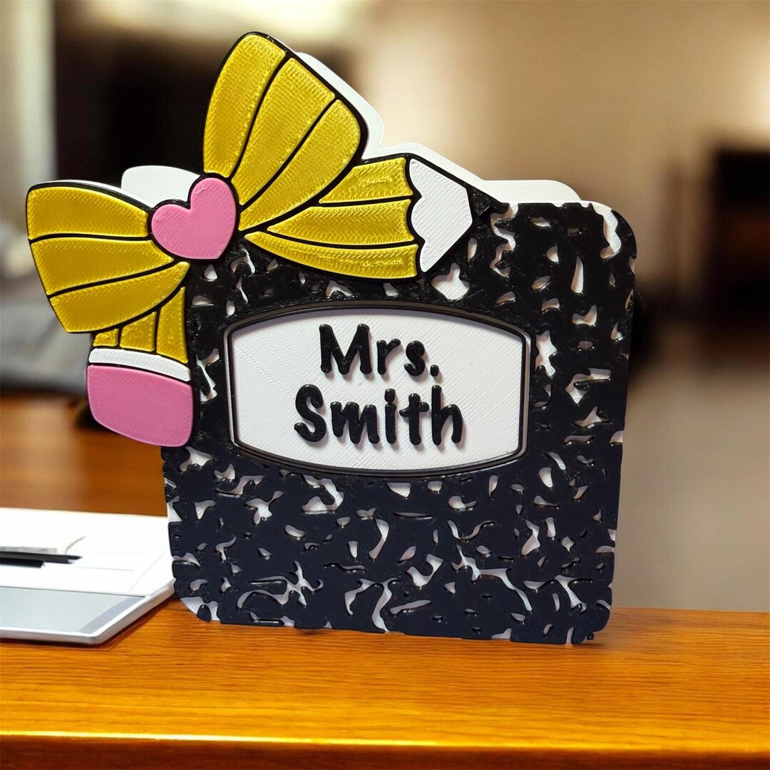 School Composition Notebook Pencil Bow Holder Customized Name - Etsy