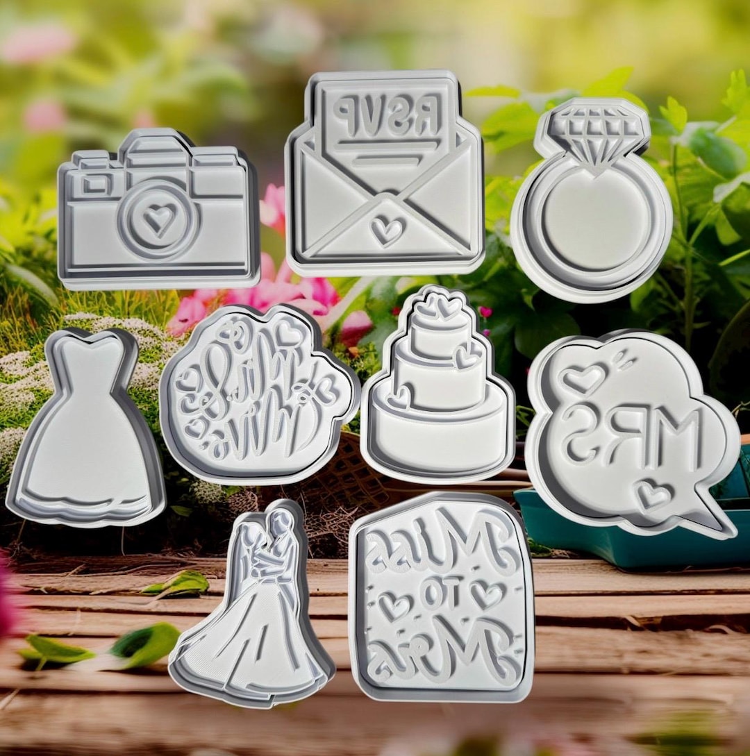 Wedding or Bridal Shower Cookie Cutters and Stamps That Separate - Etsy