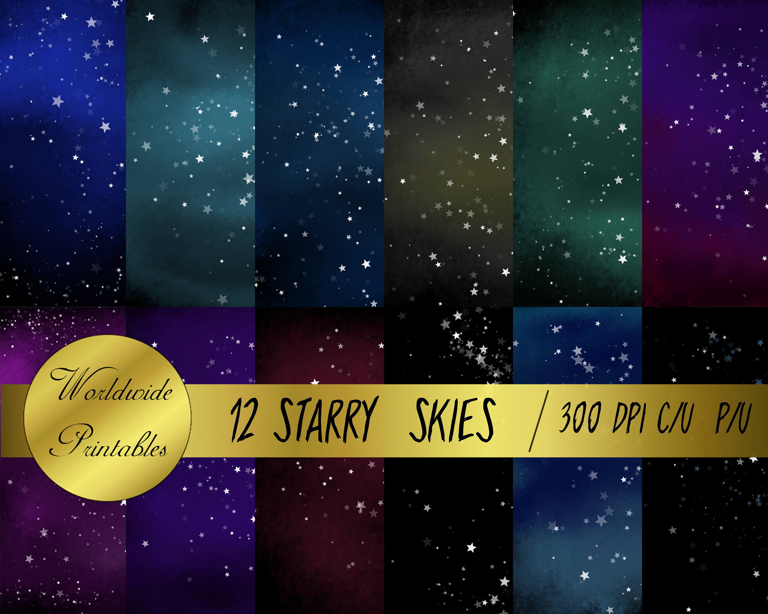 Starry Night Sky, Instant Download, Starry Night Digital Paper, Starry ...