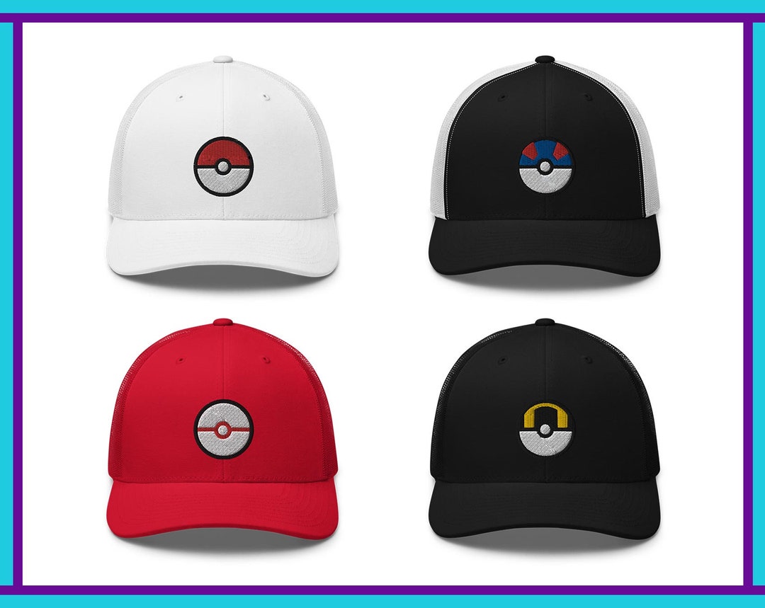 Pokemon Trainer Trucker Hat Poké Ball Hat Pokémon Trainer - Etsy