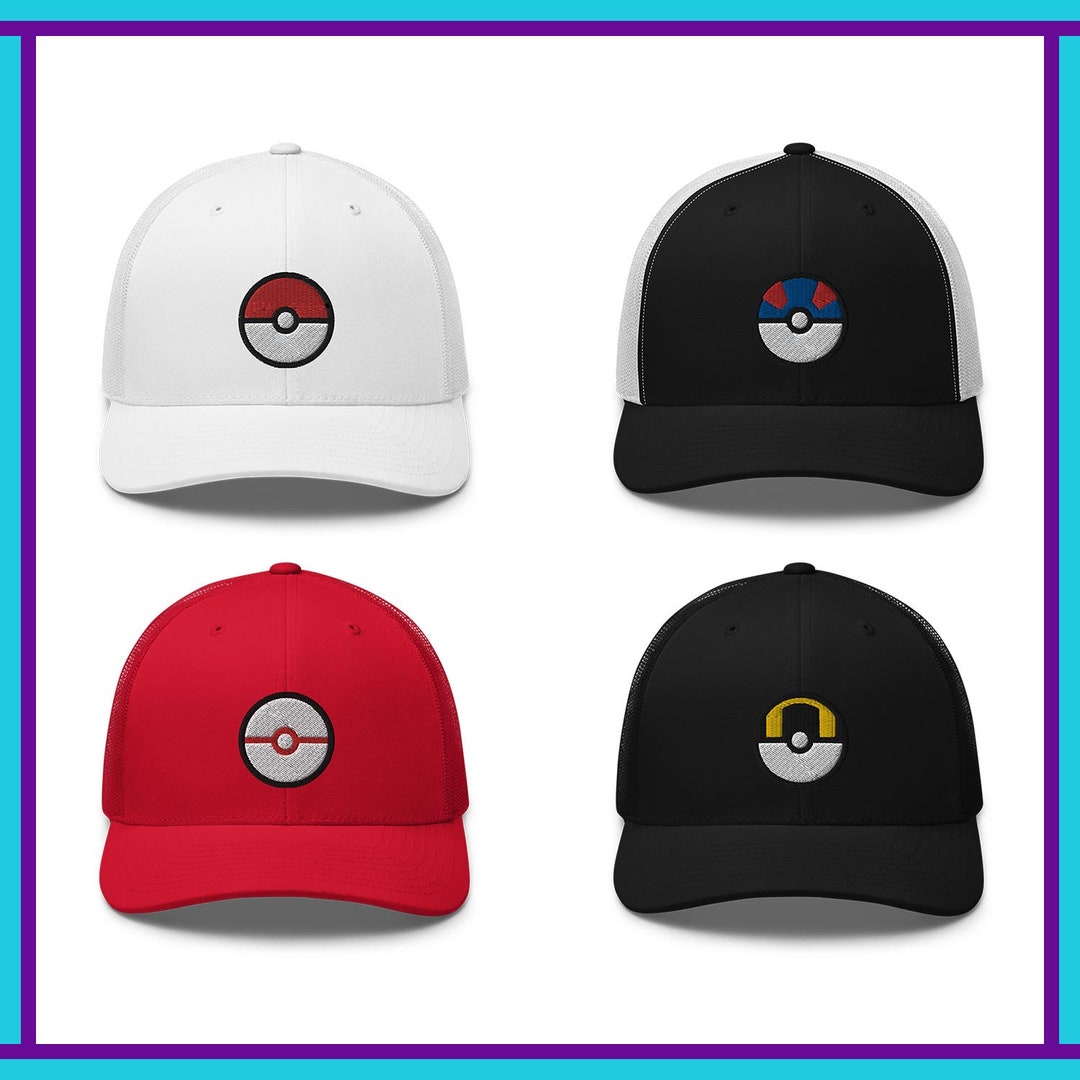 Pokemon Trainer Trucker Hat | Poké Ball Hat | Pokémon Trainer Hat - Etsy