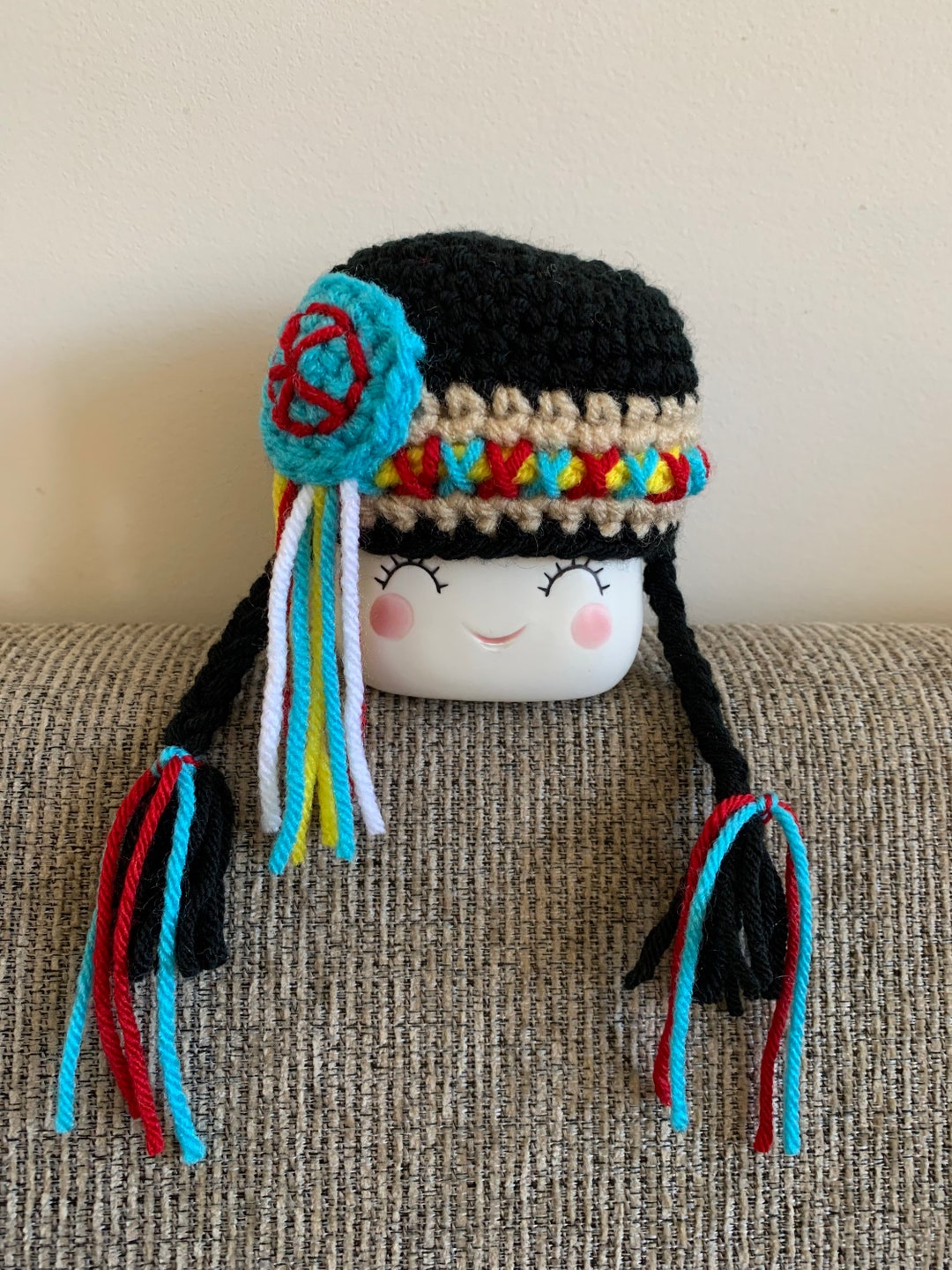 Crochet Indian Girl Marshmallow Mug Hat - Etsy