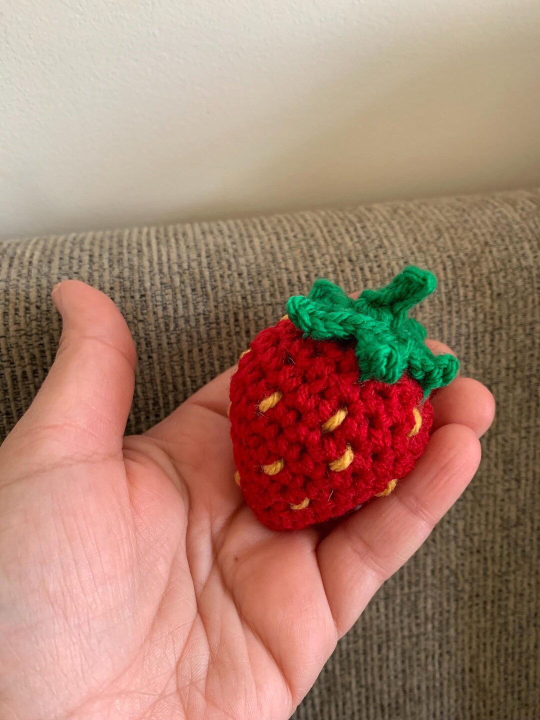 Crochet Strawberry, Acrylic Yarn Stuffed Toy - Etsy