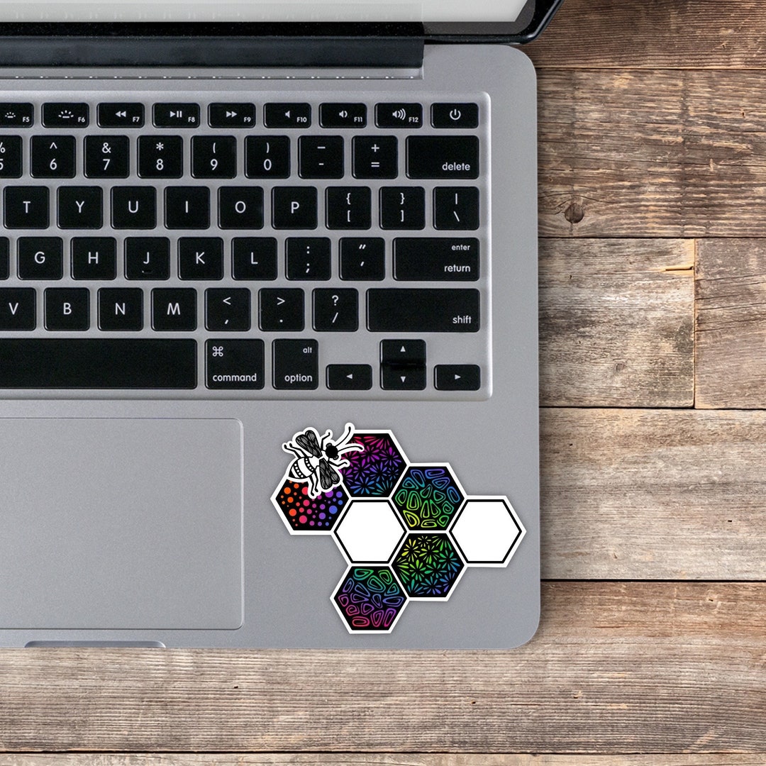 Bee and Honeycomb, Zentangle, Matte, Water Resistant, Laptop Decal ...